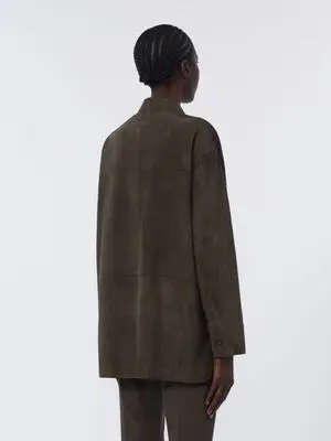 Max Mara Topstitched Suede Midi Jacket