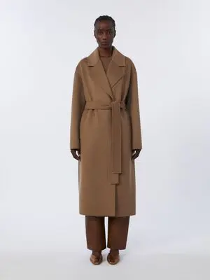 Max Mara Long Wool Broadcloth Coat - Camel