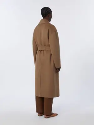 Max Mara Long Wool Broadcloth Coat - Camel