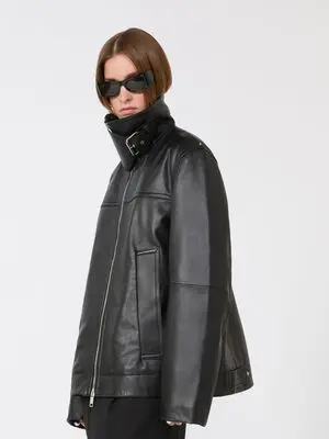 Max Mara Oversized Leather Jacket