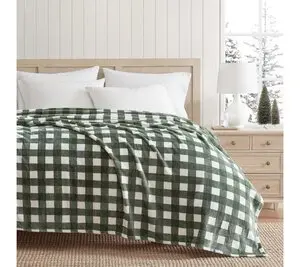 MARTHA STEWART Madison Gingham Green Plush 60'x 70' Throw