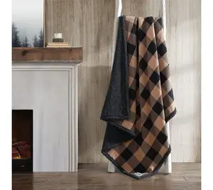 Eddie Bauer Cabin Plaid Carmel Flannel 50'x60' Throw