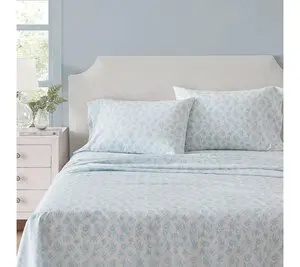MARTHA STEWART Floral White/blue Cotton Queen S Heet Set - One-color