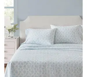 MARTHA STEWART Floral White/blue Cotton King Sh Eet Set - One-color