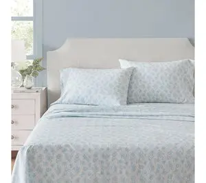 MARTHA STEWART Floral White/blue Cotton Twin Sh Eet Set - One-color