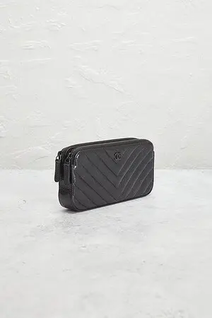 Chanel Patent So Double Zip Clutch