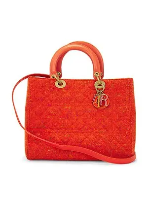 Dior Wool Cannage Lady Handbag - Orange