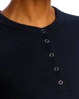 RE/DONE Ribbed Henley Long Sleeve Tee