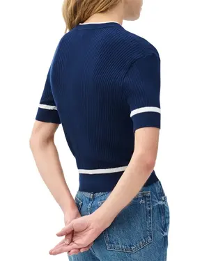 Rag & Bone Kassy Rib Short Sleeve Tee - Navy