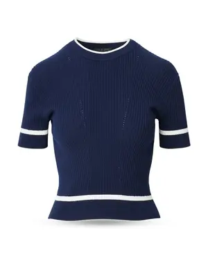 Rag & Bone Kassy Rib Short Sleeve Tee - Navy
