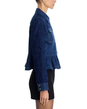 Cinq À Sept Kerrigan Lace Trim Denim Jacket