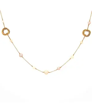 CARTIER Trinity Station Long Necklace 18k Tricolor Gold With Pearls - K Gold