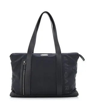 BVLGARI Fragment Zip Tote Nylon With Leather