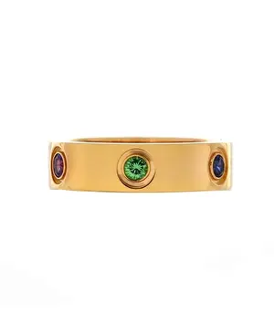 CARTIER Love Band Ring 18k With Gemstones - Gold