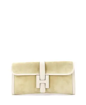 HERMES 29 Jige Elan Clutch Doblis Suede