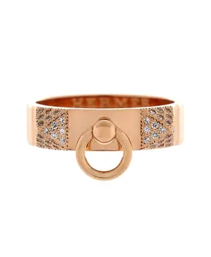 HERMES Small Collier De Chien Ring 18k Rose Gold And Diamonds - Pink