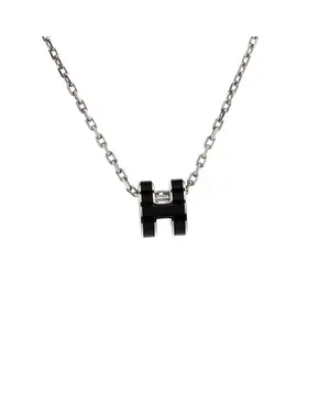 HERMES Mini Pop H Pendant Chain Necklace Metal And Enamel - Enamel/silver Tone