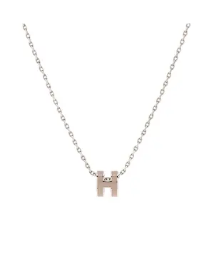 HERMES Mini Pop H Pendant Chain Necklace - Enamel/silver Tone