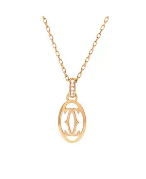 CARTIER Logo Double C Diamond Pendant Necklace - K Rose Gold