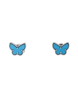 VAN CLEEF & ARPELS Sweet Alhambra Butterfly Stud Earrings - White