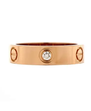 CARTIER Love 3 Diamonds Band Ring 18k Rose Gold With Diamonds - Pink