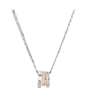 CARTIER Love 3 Ring Pendant Necklace - Pink/white