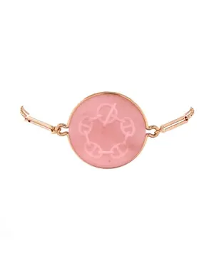 HERMES Ex-libris Bracelet 18k Rose Gold With Chalcedony - Pink