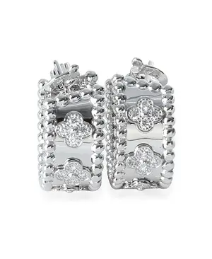 VAN CLEEF & ARPELS Perlee Clovers Hoop Earrings - White Gold