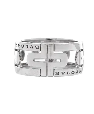 BVLGARI 18k Gold 11mm Parentesi Band Ring - White