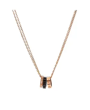 CARTIER Love 3 Ring Pendant Necklace - Pink