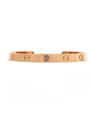 CARTIER Love Cuff Bracelet 18k Rose Gold With Sapphire - Pink