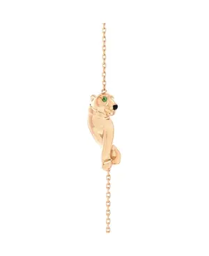 CARTIER Mini Panthere De Single Chain Bracelet 18k Rose Gold With Tsavorite And Onyx