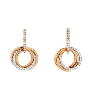 CARTIER Trinity Hoop Dangle Earrings 18k Tricolor Gold With Diamonds - K Gold