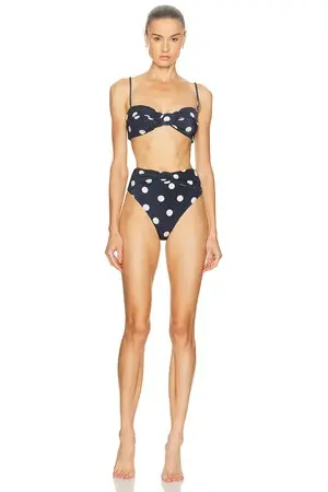 Cult Gaia Alouette Bikini Top - Small Dot Deep Lake