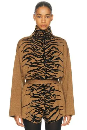 Alaïa Tiger Print Sweater - Ocre