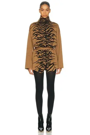 Alaïa Tiger Print Sweater - Ocre
