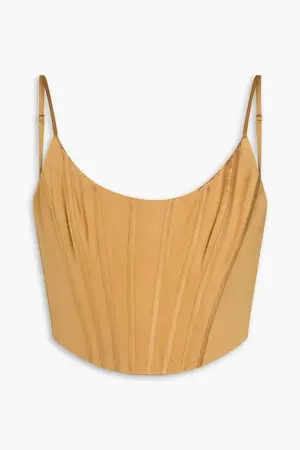Zimmermann Cropped Silk-satin Bustier Top - Mustard