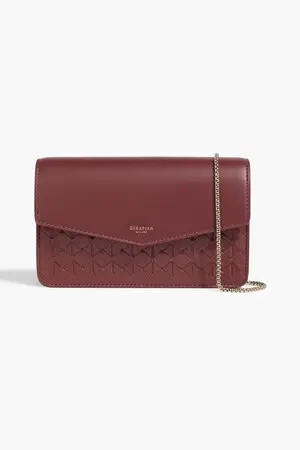 SERAPIAN Mosaico Woven Leather And Suede Clutch - Claret