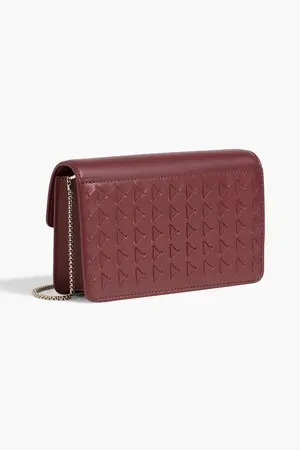 SERAPIAN Mosaico Woven Leather And Suede Clutch - Claret