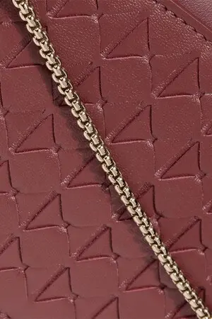 SERAPIAN Mosaico Woven Leather And Suede Clutch - Claret
