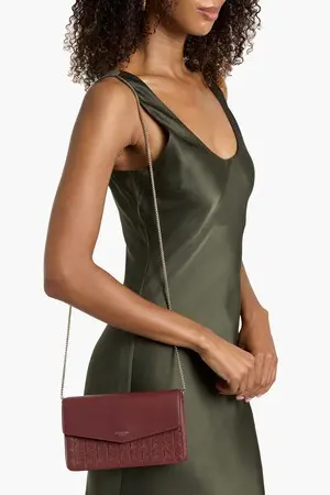SERAPIAN Mosaico Woven Leather And Suede Clutch - Claret