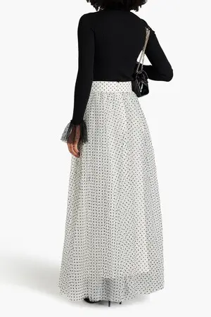 Zimmermann Polkadot Flocked Pleated Tulle Maxi Skirt