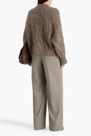 Brunello Cucinelli Striped Wool-flannel Wide-leg Pants