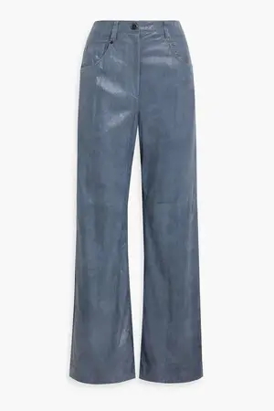 Brunello Cucinelli Coated Suede Wide-leg Pants
