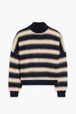 Brunello Cucinelli Brushed Striped Turtleneck Sweater