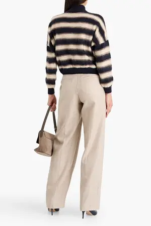 Brunello Cucinelli Brushed Striped Turtleneck Sweater