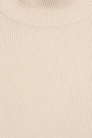 Brunello Cucinelli Bead-embellished Ribbed Cashmere Turtleneck Sweater - Beige