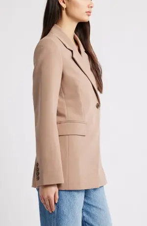 OPEN EDIT The Icon Asymmetric Fitted Blazer - Tan Portabella