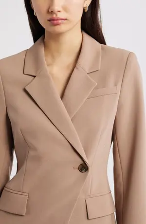 OPEN EDIT The Icon Asymmetric Fitted Blazer - Tan Portabella