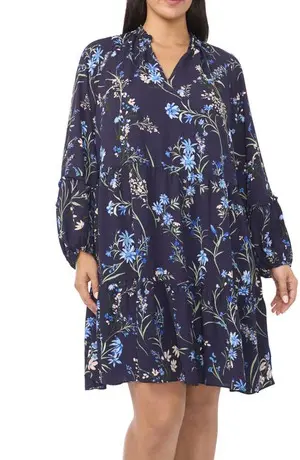 CECE DUPRAZ Floral Long Sleeve Babydoll Dress